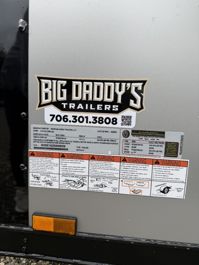 New 2025 Spartan Cargo 7x14 Enclosed Trailer, Silver PolyCor With Black ...