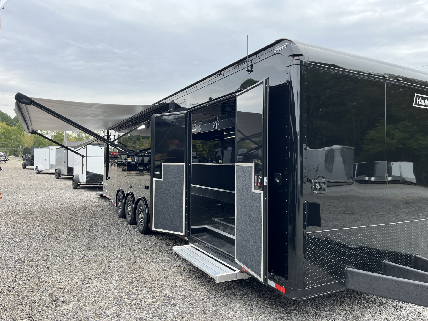 New 2026 Haulmark 34 EDGE Bathroom Race Trailer, Black PolyCor With ...