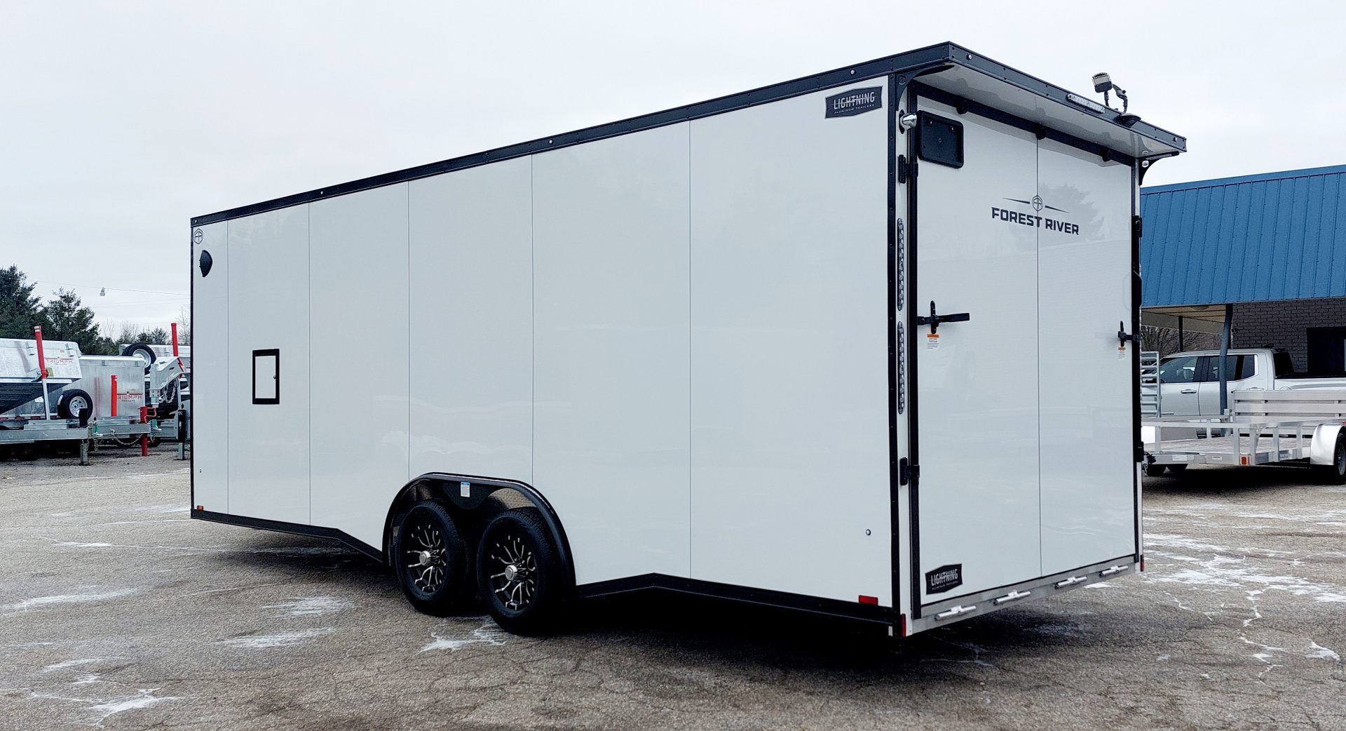 New 8 X 22 SNOWMOBILE/CAR HAULER ENCLOSED ALL ALUMINUM W/ FRONT DROP ...